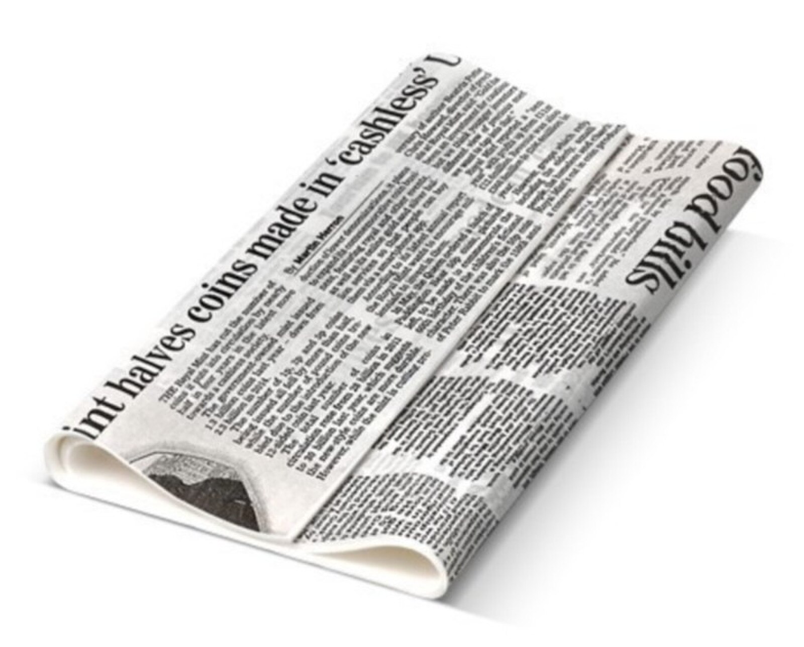 NEWSPAPER PRINT BLACK & WHITE GREASEPROOF CUT BY 2 400X330